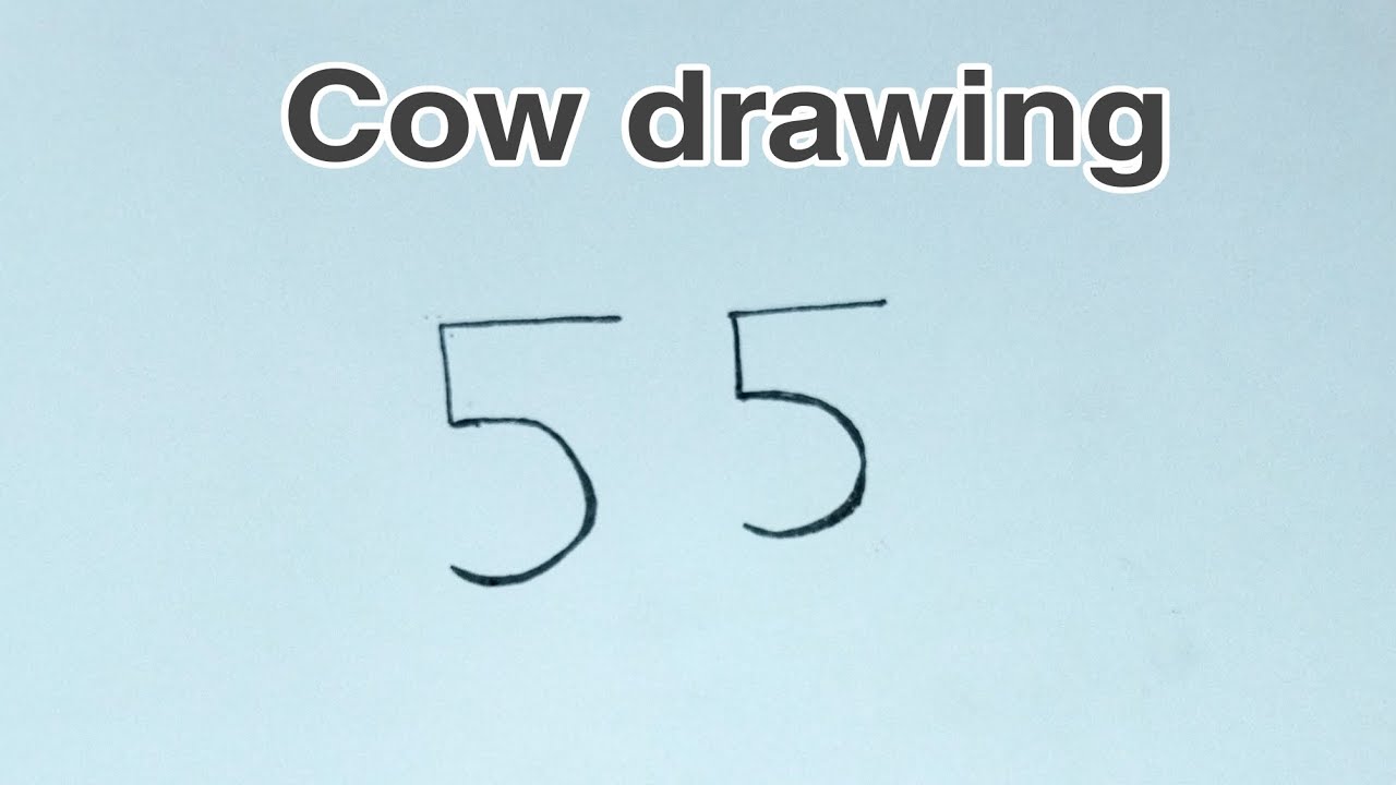 How to draw cow from number 55||Step by step Cow drawing||Cow drawing ...