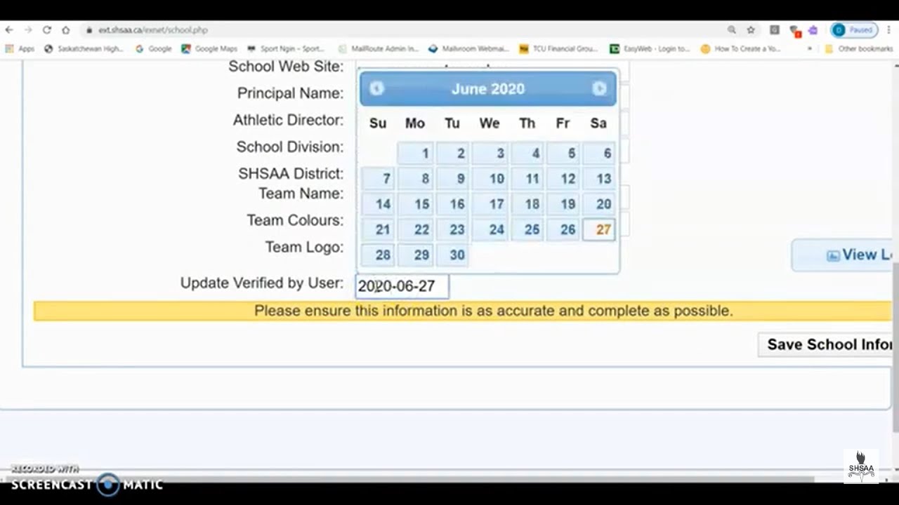 SHSAA ExNet - Updating School Information - YouTube