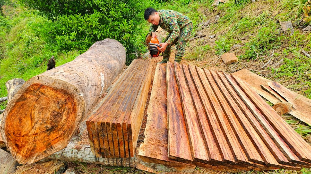 Turn giant logs into beautiful long wide boards - YouTube