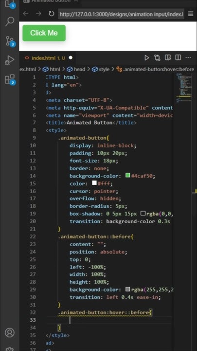 How To Make An Animated Button | HTML CSS #shorts - YouTube