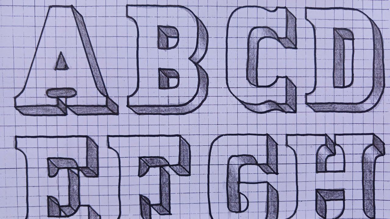 3d Drawing Capital Letter A To Z / How To Draw Alphabet Lettering AZ ...