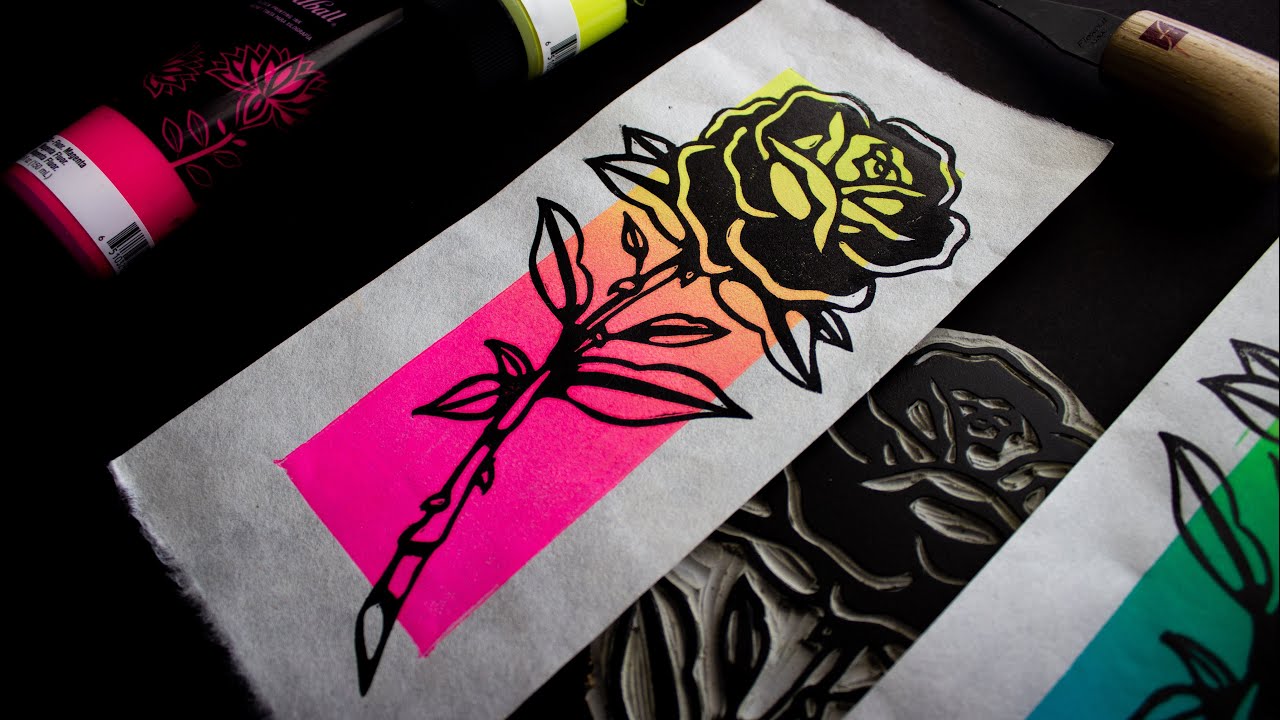 Linocut Printmaking Process | ‘Feeling Rosy’ Block Print | Printmaking ...