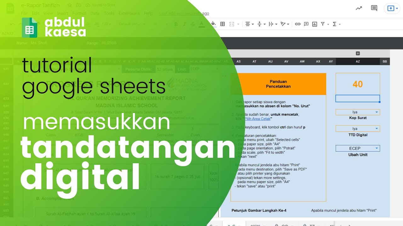 Belajar Google Sheets | Memasukkan Tandatangan Digital | Tutorial ...