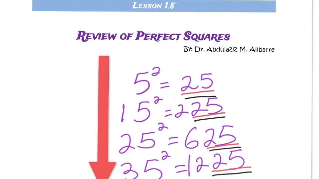 1.8 Perfect Squares - YouTube
