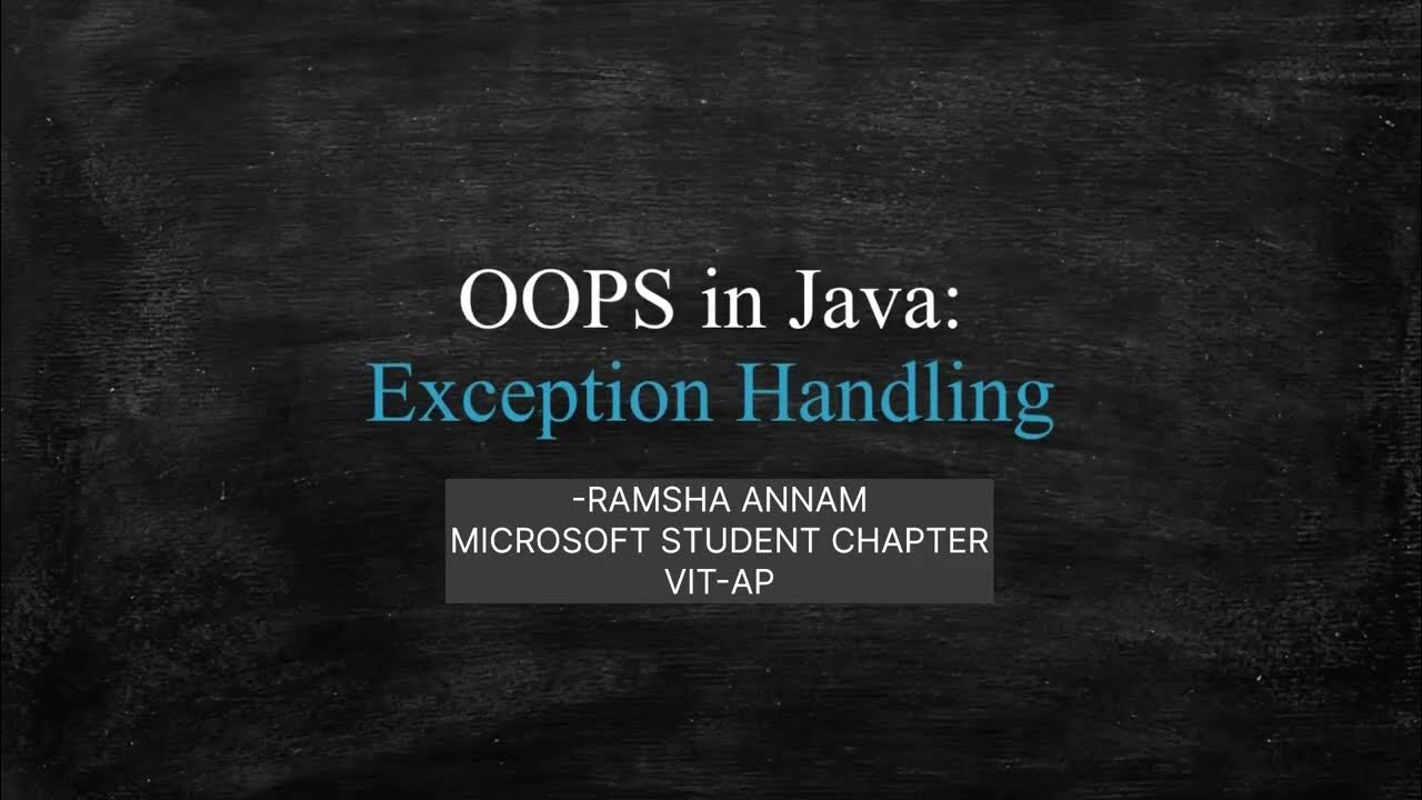 Exceptions in Java | OOP in Java | MSC VIT-AP - YouTube