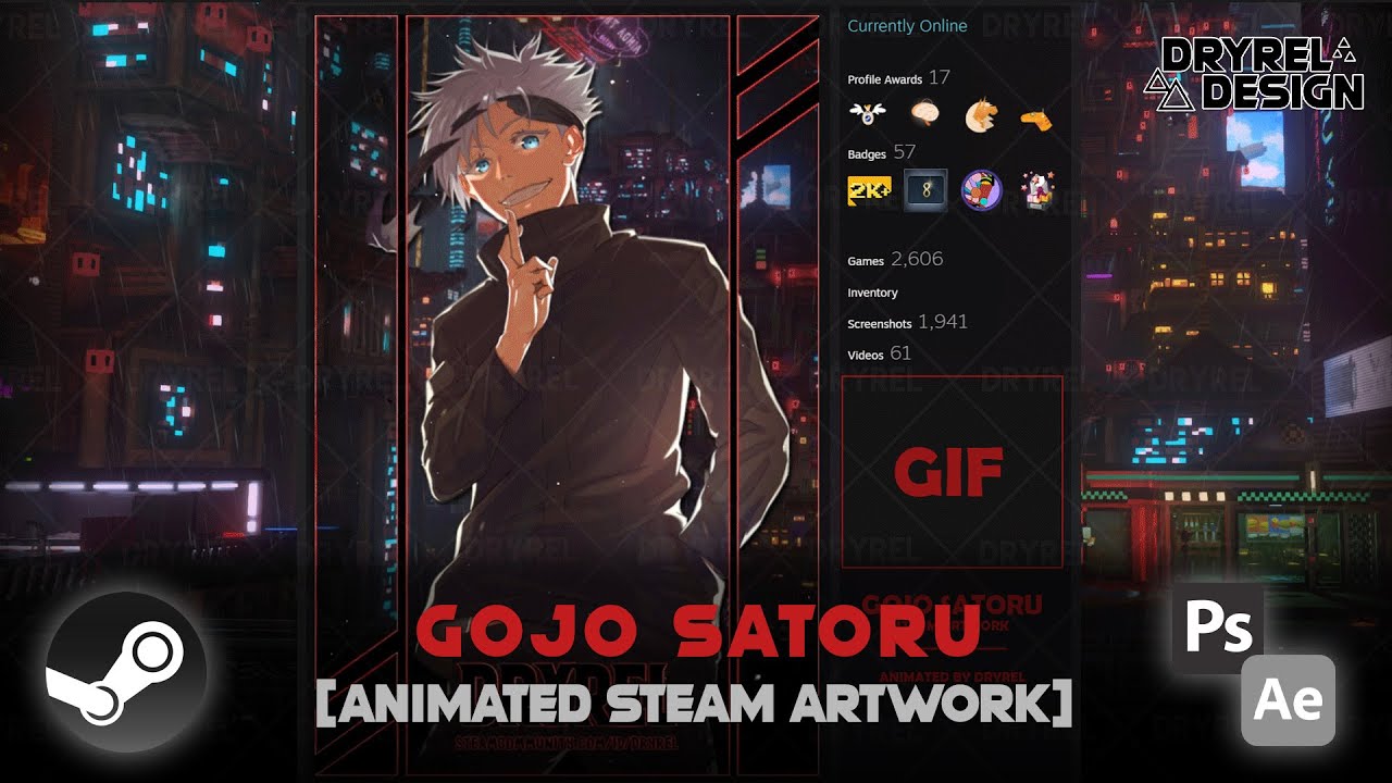 Gojo Satoru | Animated Steam Artwork Speed Art [DryreL] - YouTube