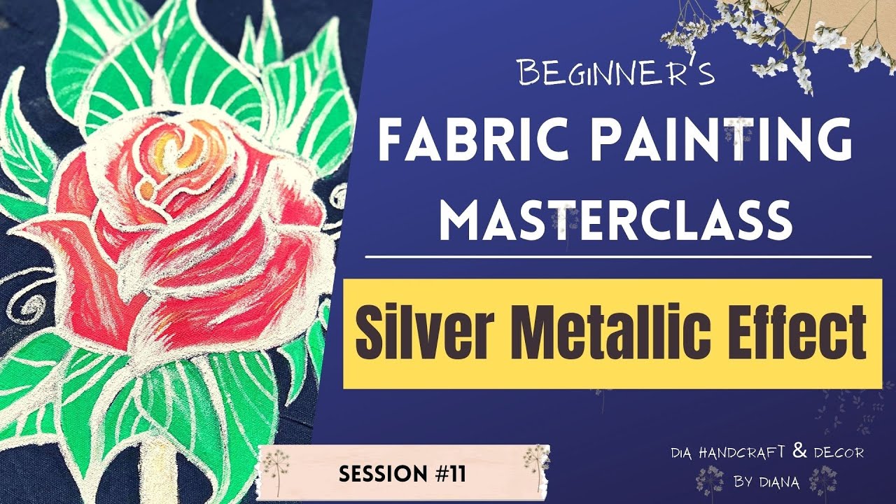 Silver Metallic paint on Fabric | Fabric Painting Tutorial for ...