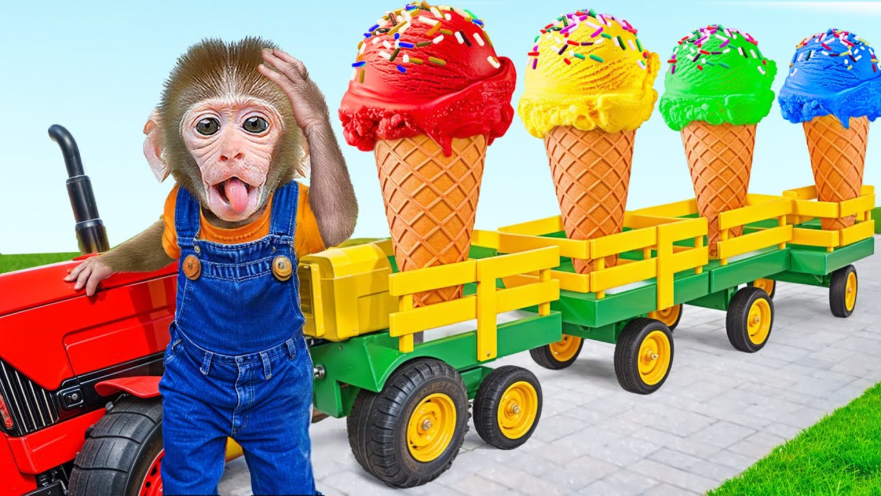 Choco Monkey harvest Delicious Rainbow Ice Cream Recipe on Color Truck ...