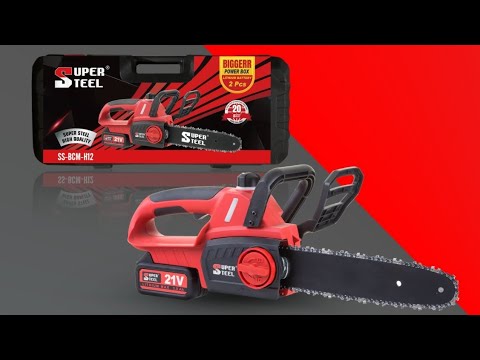 SUPER STEEL - 12" CORDLESS BATTERY CHAINSAW - www.supersteel.in - YouTube