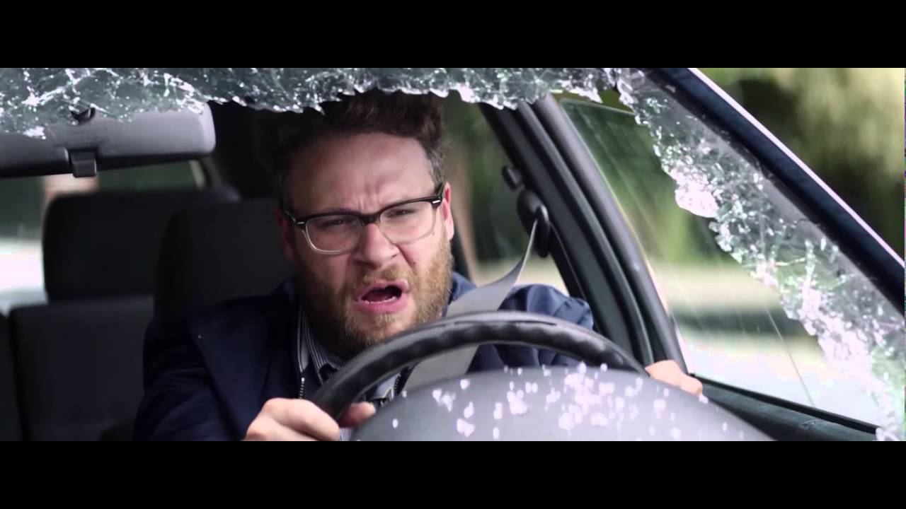 girl goes flying out front windshield, flipping off Seth Rogen - YouTube