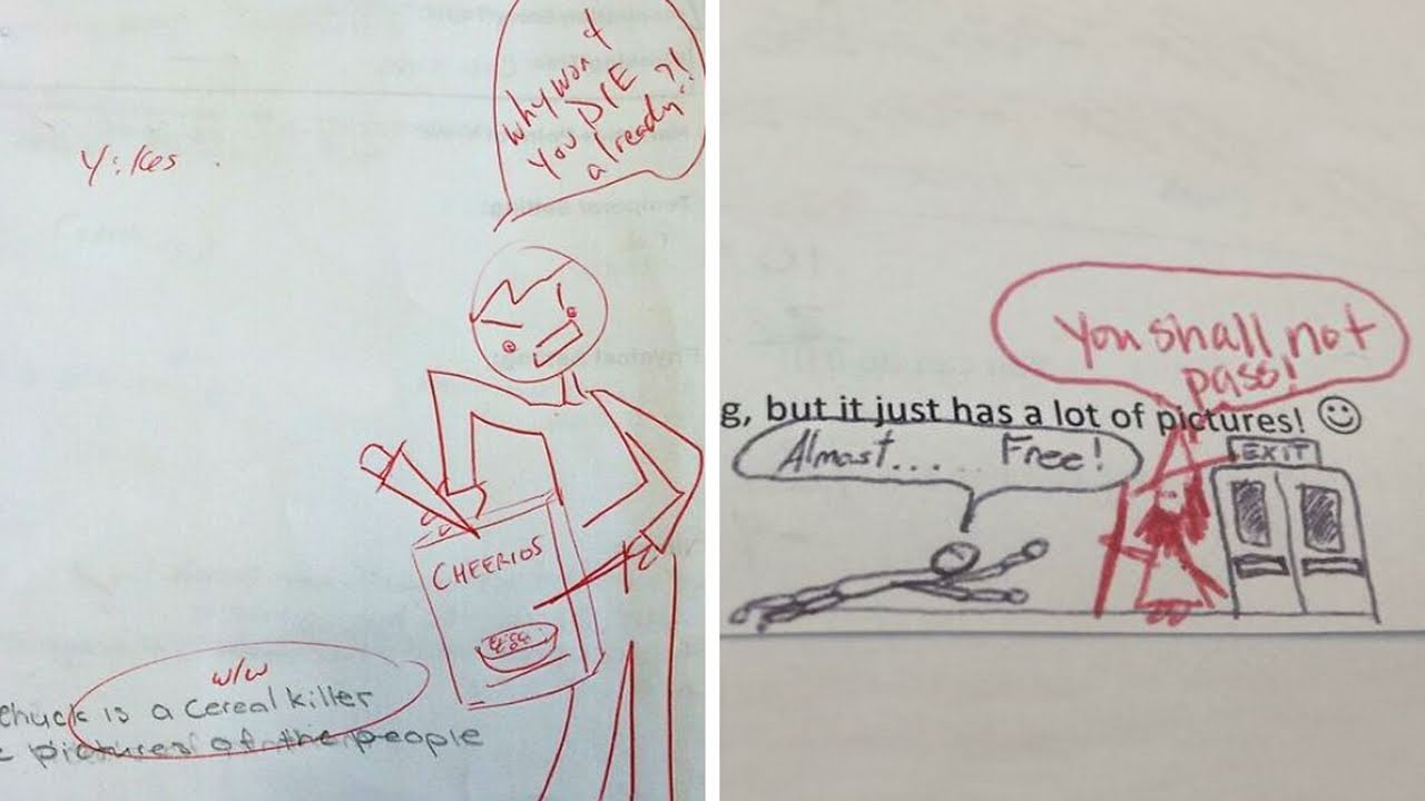 Hilarious Comments And Drawings Left By Teachers On Tests | Happy Land ...