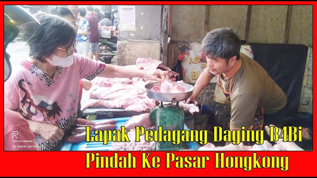 Lapak Penjual Daging B4Bi di Pasar Hongkong Jelutung Kota Jambi - YouTube