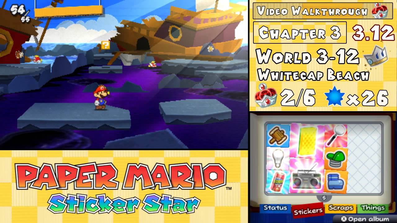 Paper Mario: Sticker Star Walkthrough 3.12 (World 3-12) Whitecap Beach ...