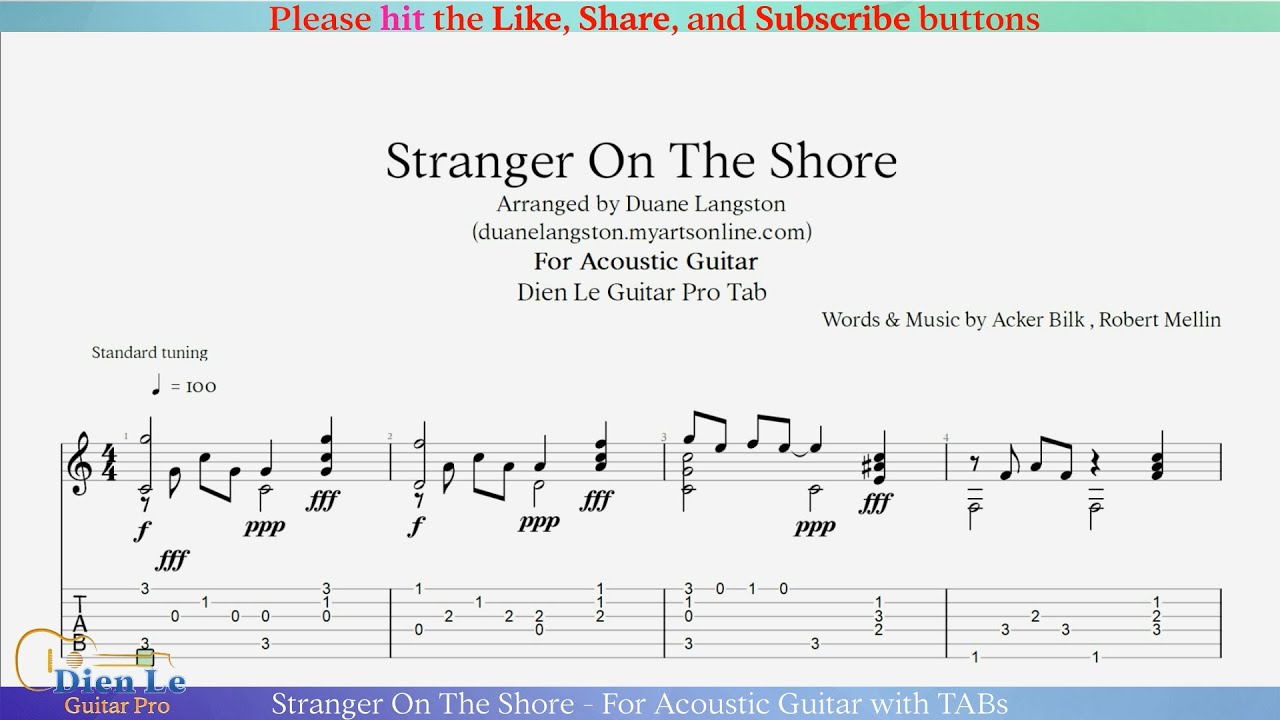 Stranger On The Shore - For Acoustic Guitar with TABs - YouTube