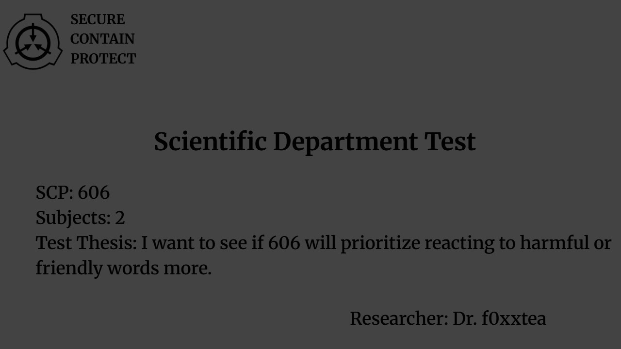 SCP-606 Test 8/28/25 - YouTube