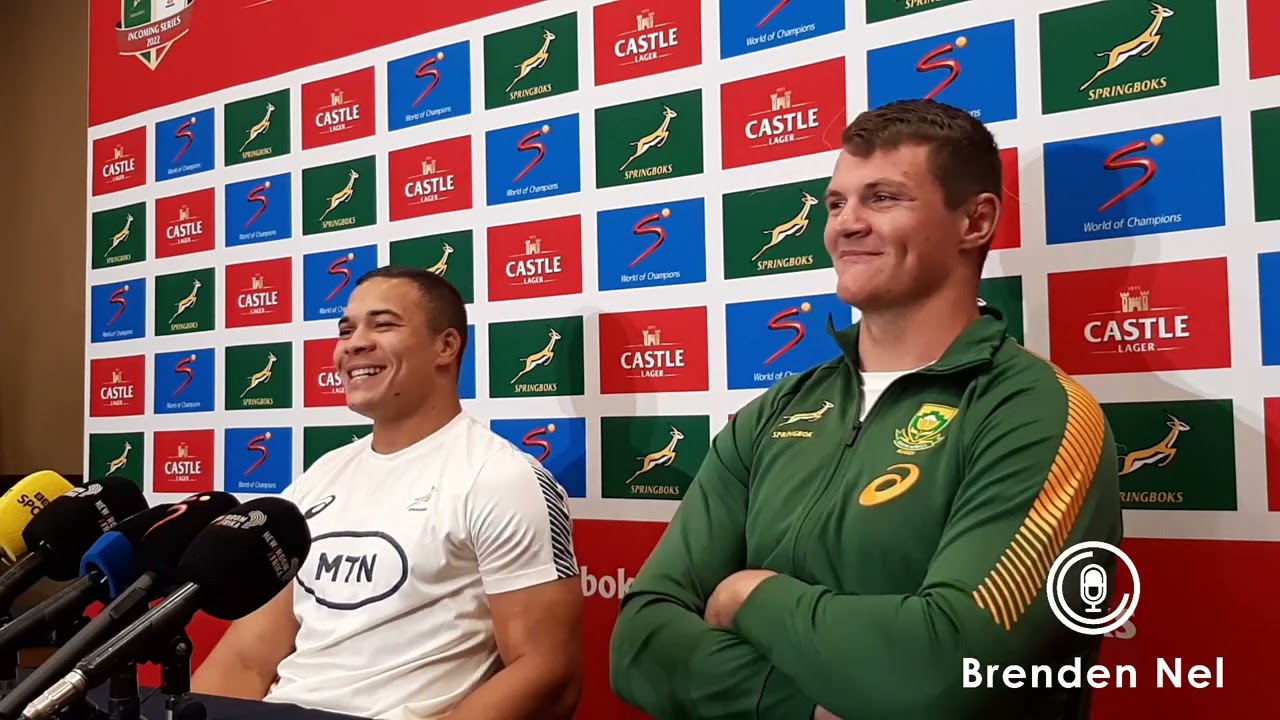 SPRINGBOKS: Cheslin Kolbe and Elrigh Louw press conference after win ...