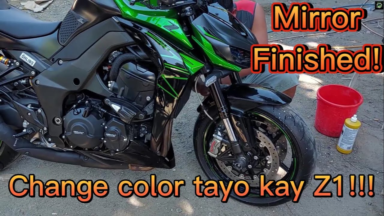 Kawasaki Z1000R change color | Buffing and polishing process | Mirror ...