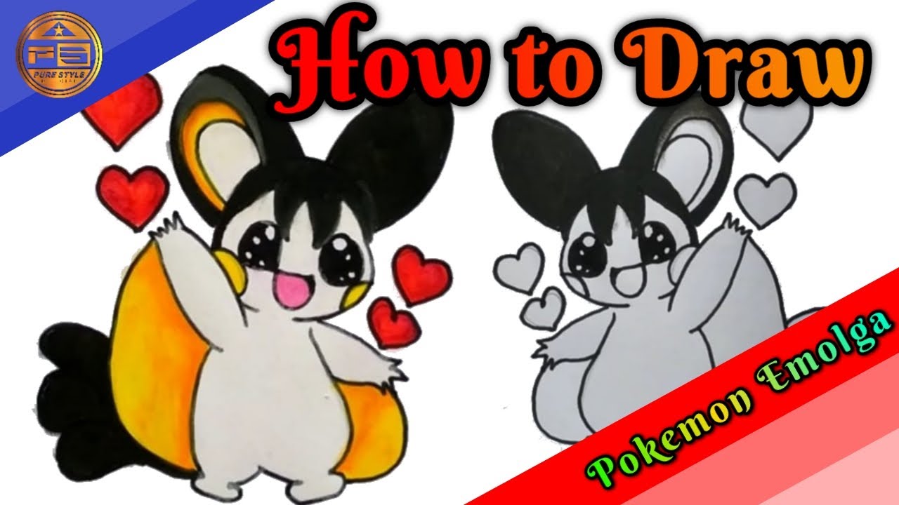 How to draw Pokemon Emolga | how to draw cartoon characters #purestyle ...