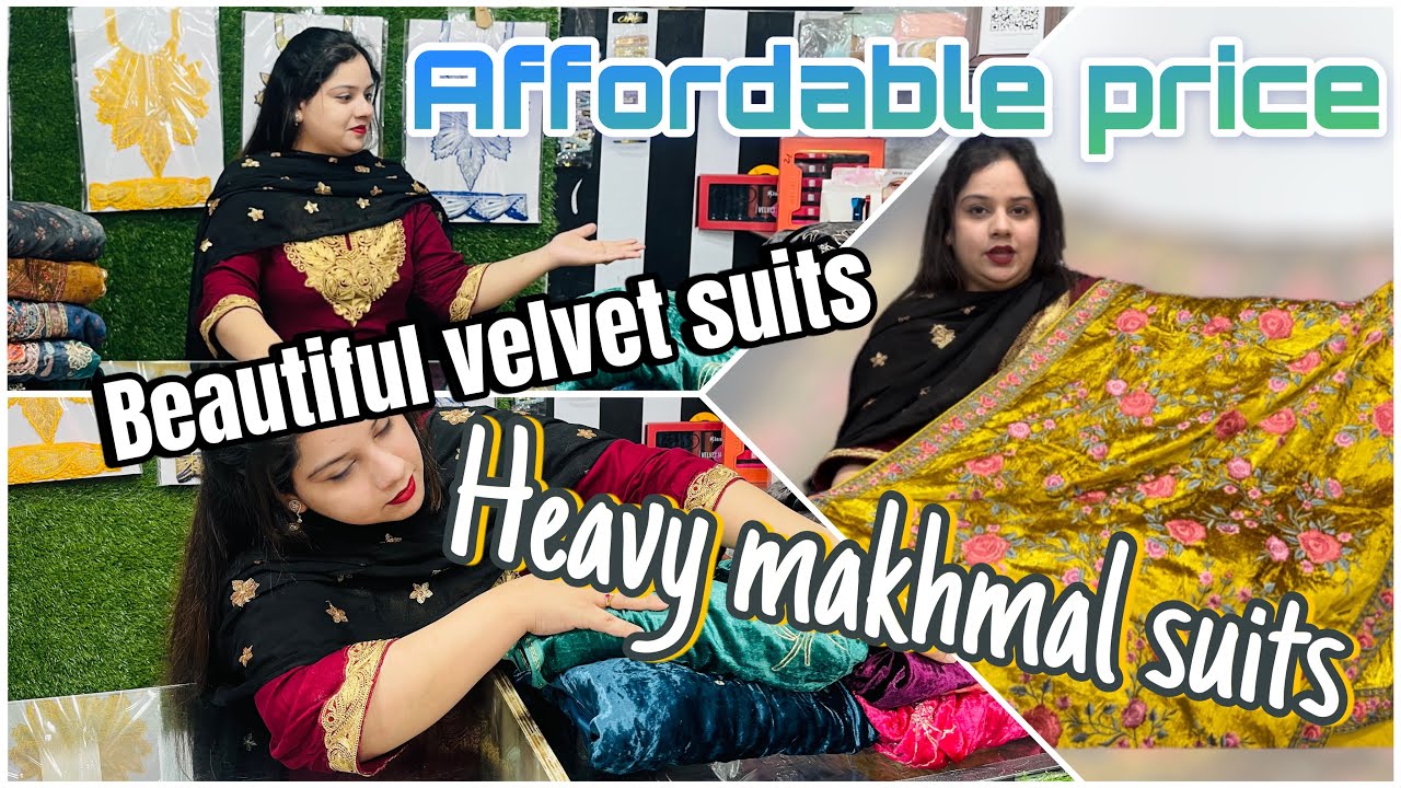 Branded makhmal suits || Elegant velvet suit designs || affordable ...