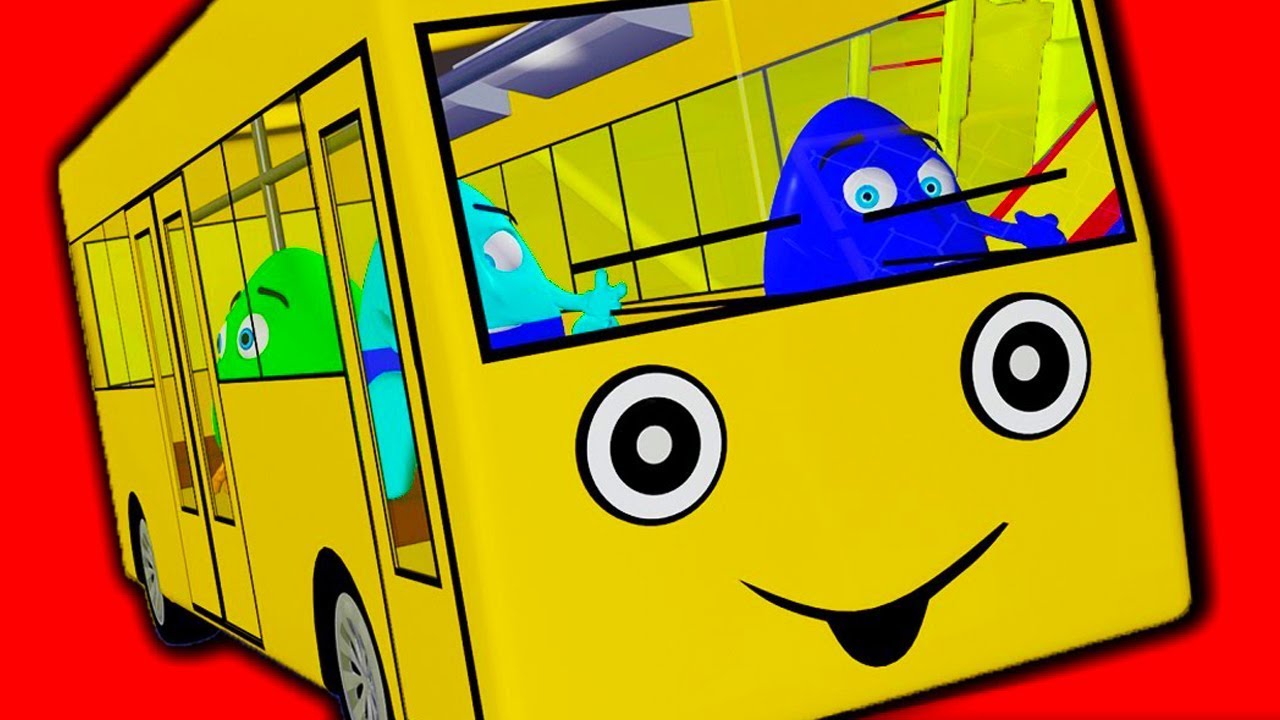 Learn Colors with Little BUS Wheels On The Bus Nursery rhymes songs ...