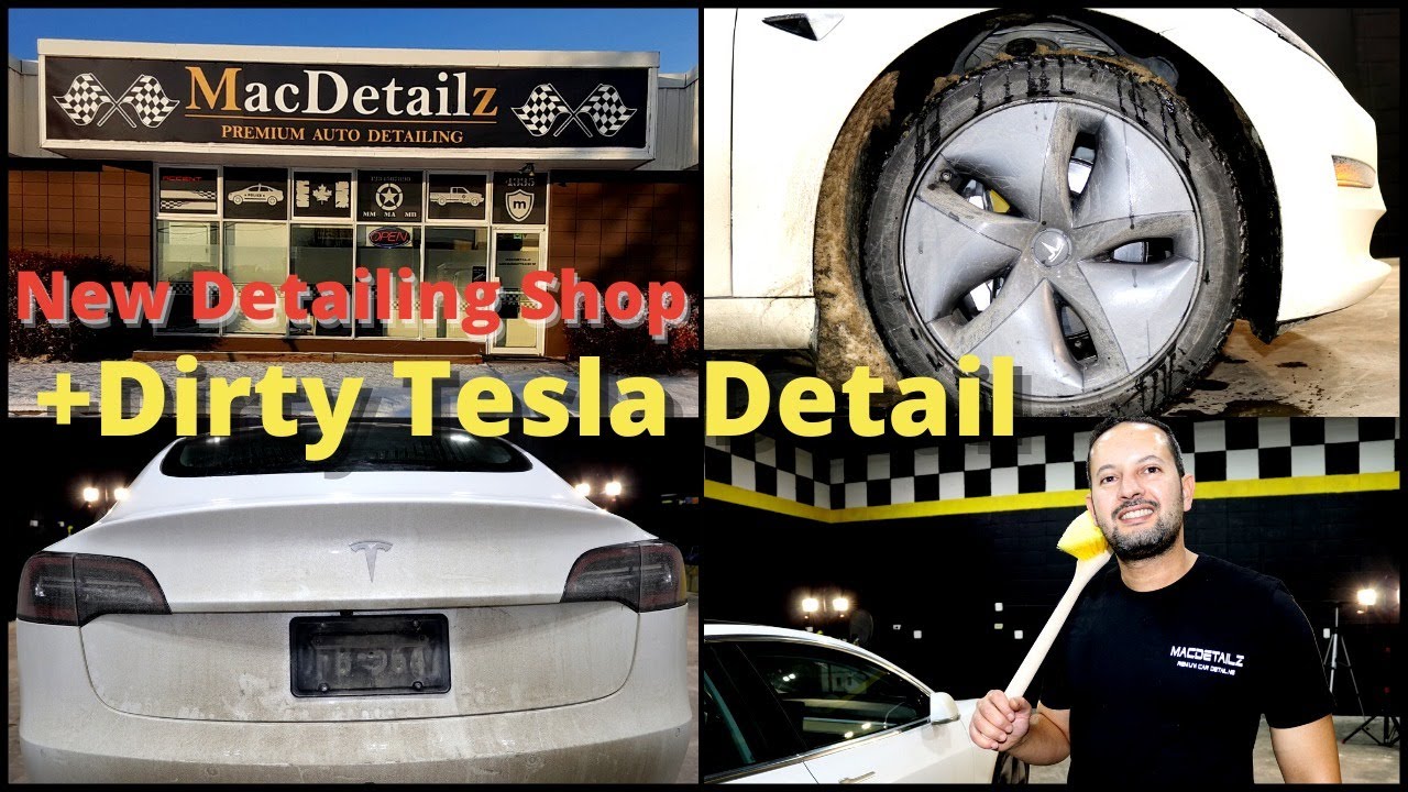 Car Detailing A Super Dirty TESLA. ASMR Exterior Detailing. New ...