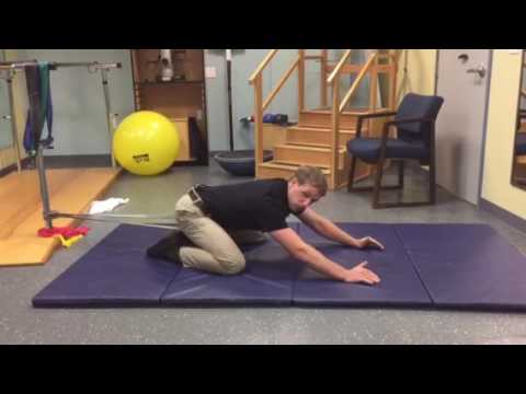 Childs pose with band hip mobilization - YouTube