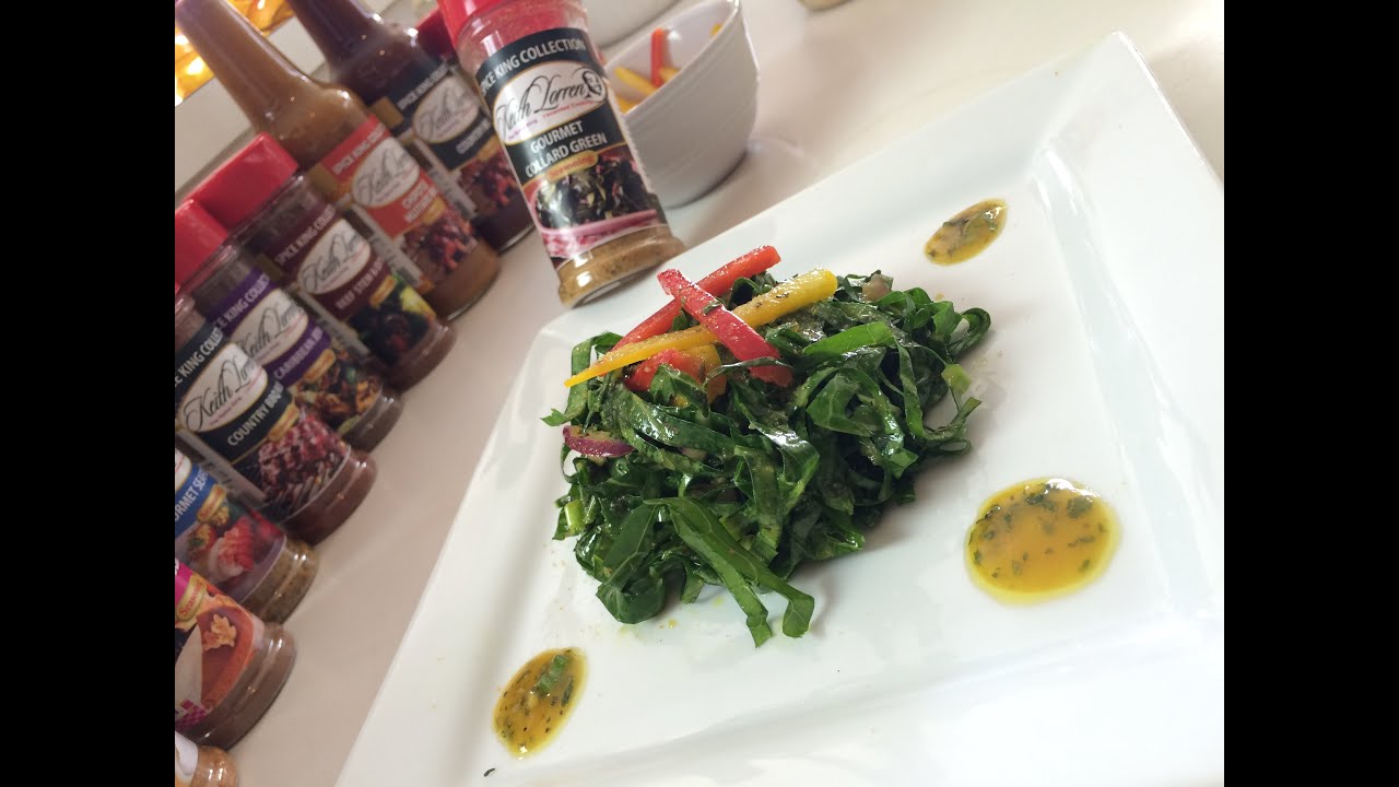 Raw Marinated Collard Greens Recipe by Keith Lorren - YouTube