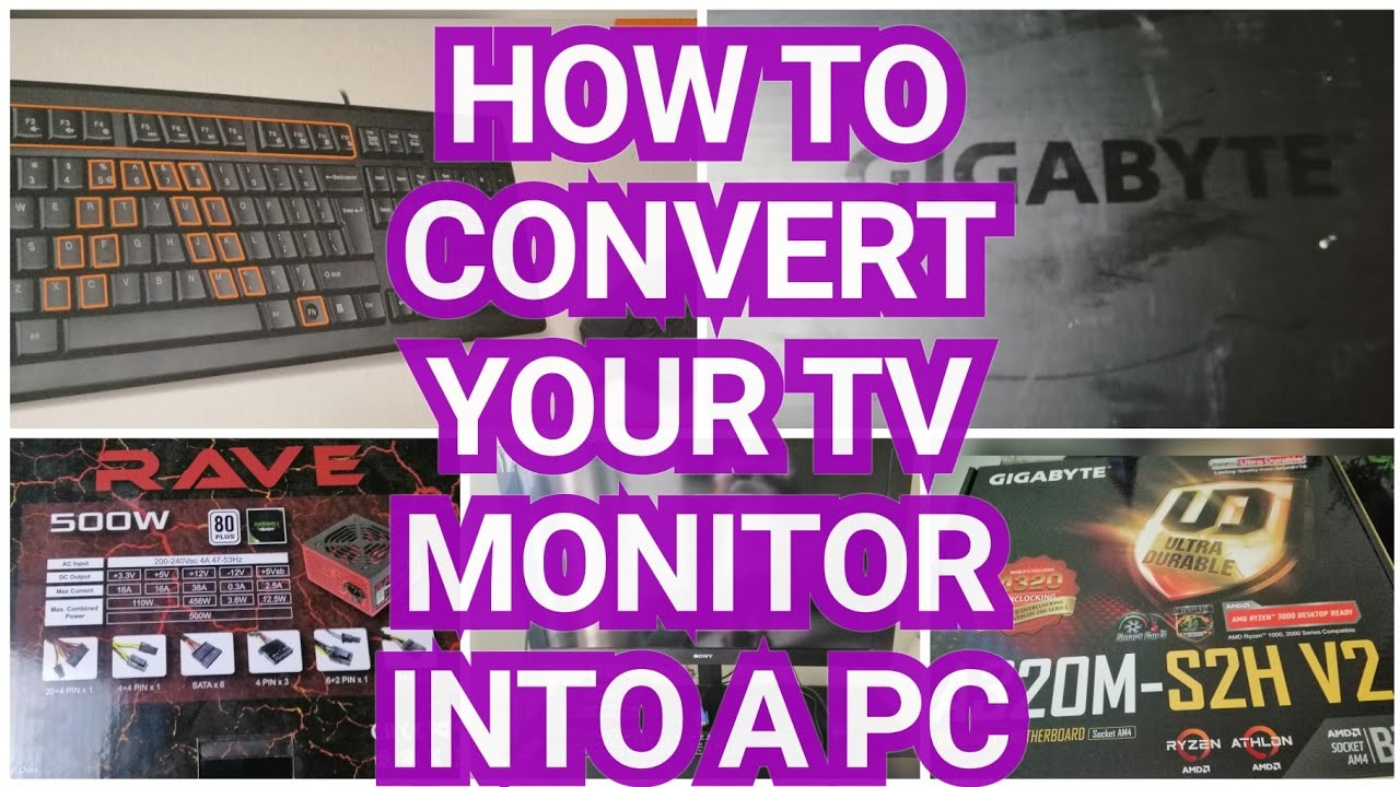 HOW TO CONVERT YOUR TV MONITOR INTO A PC II Luzy Ville - YouTube
