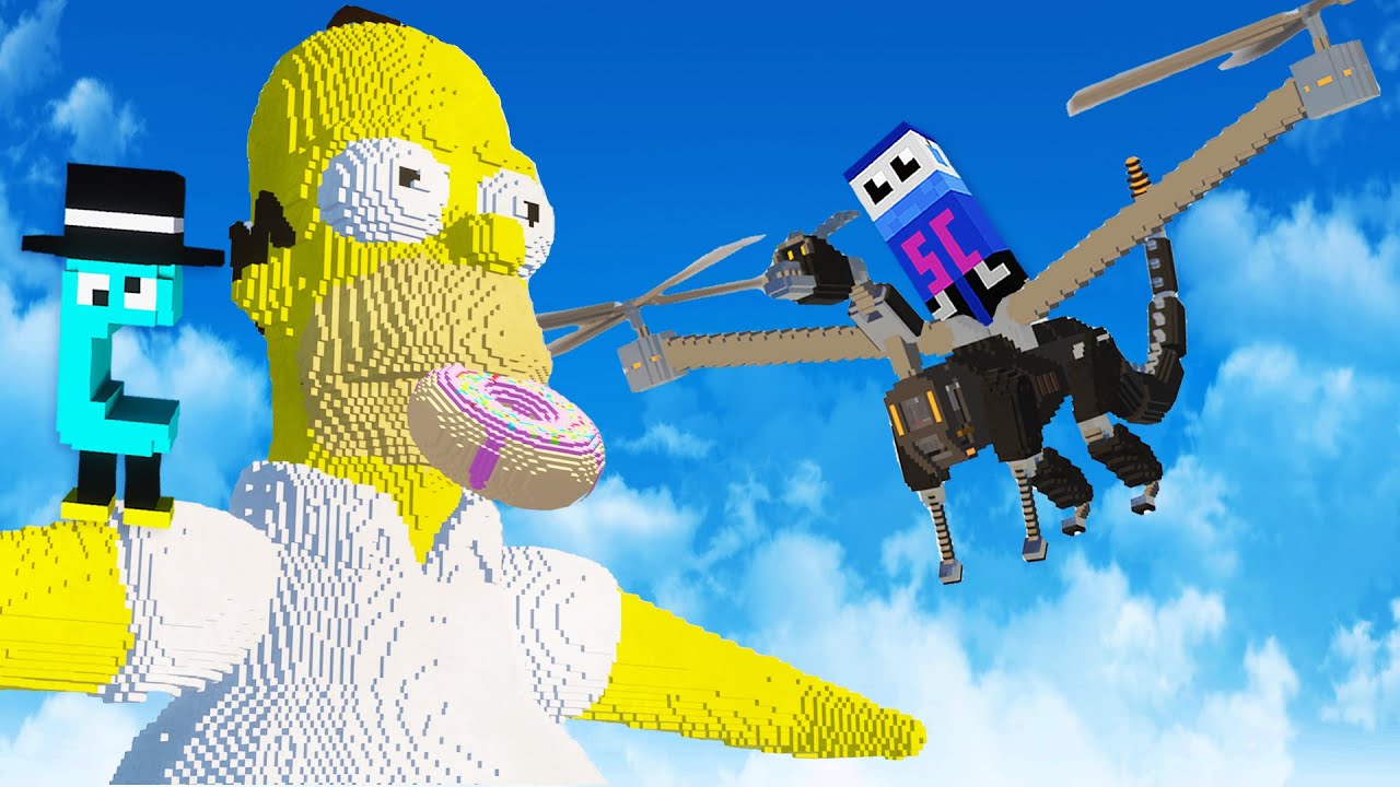 We Destroy Giant Homer Simpson with a Robot Dragon in Teardown ...