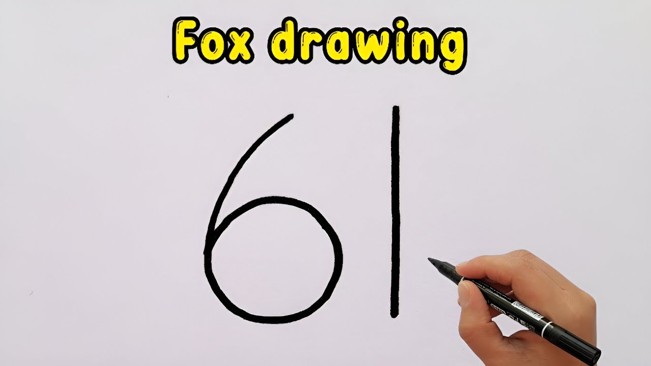 How to draw a Fox from number 61 easy | Fox drawing for beginners - YouTube