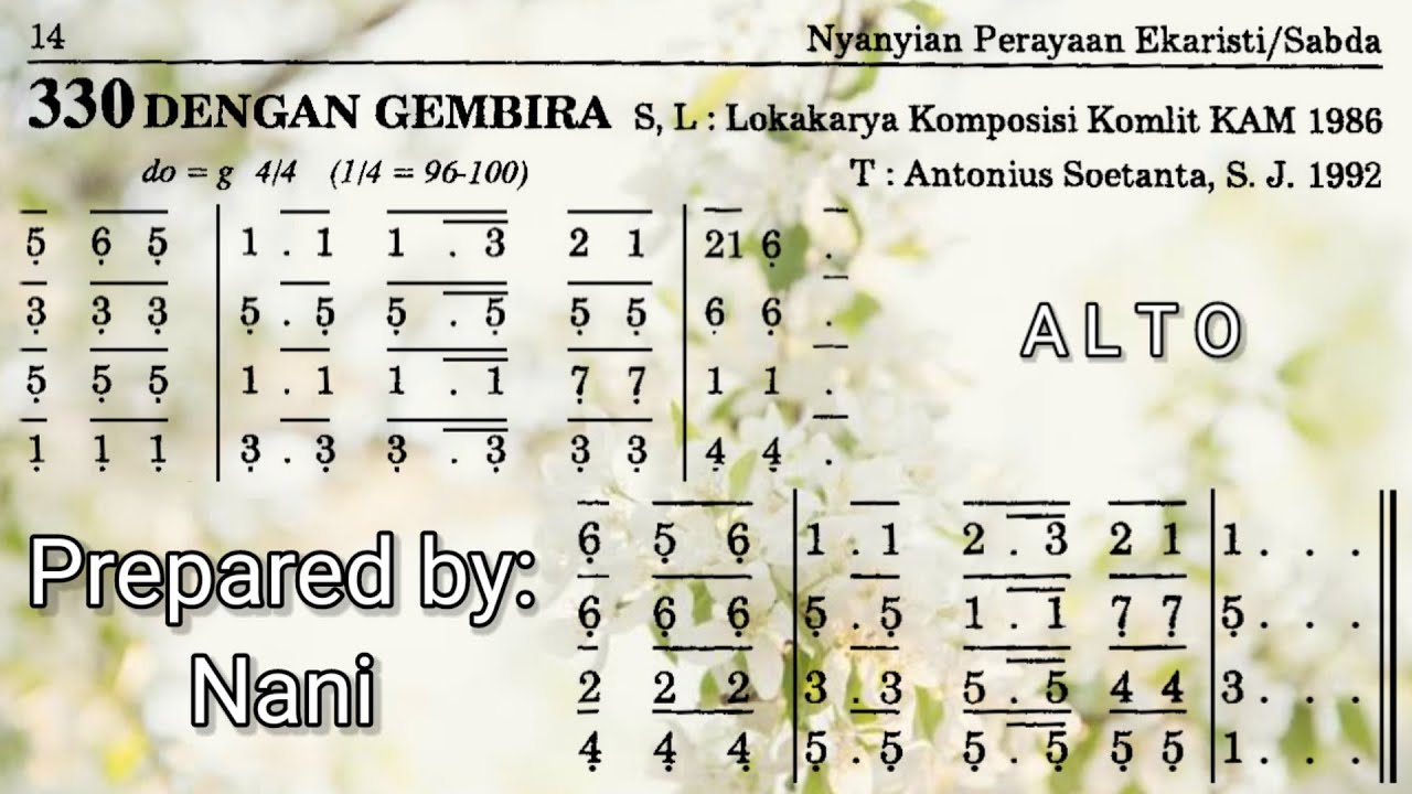 Dengan Gembira (PS 330 - instrumen) ALTO - YouTube