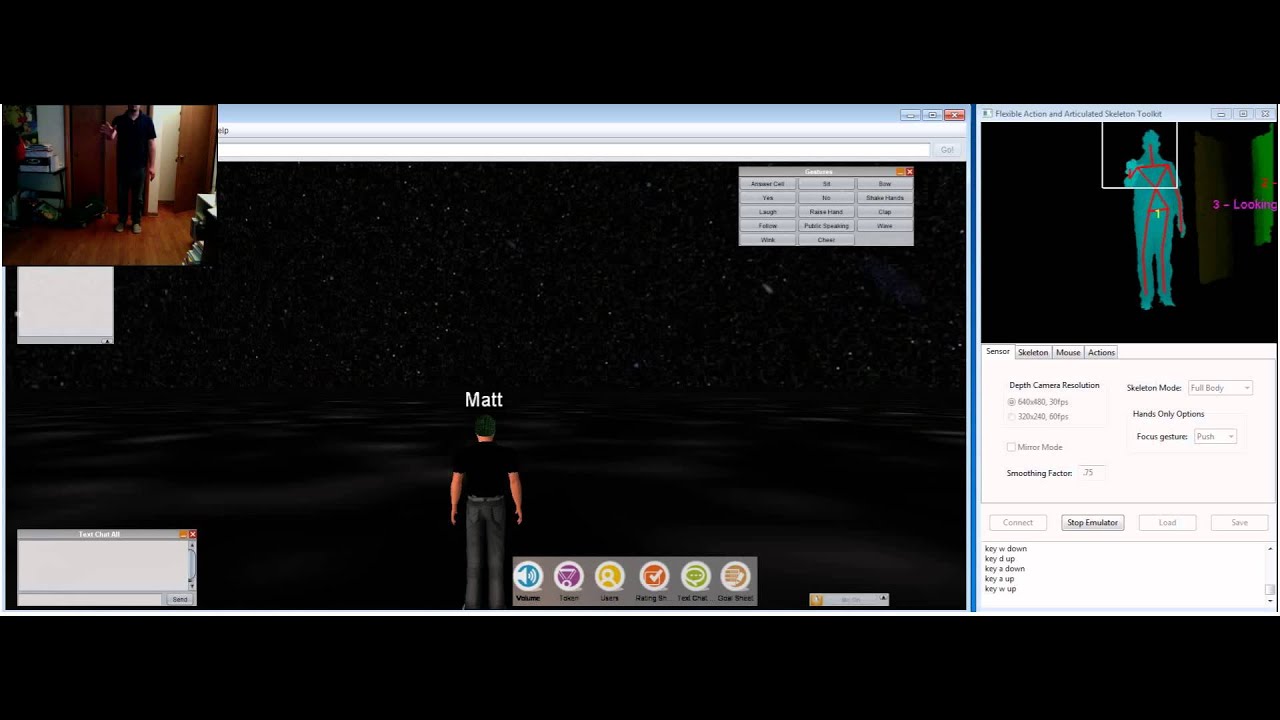 Using the Kinect as input for Open Wonderland with the FAAST toolkit - YouTube