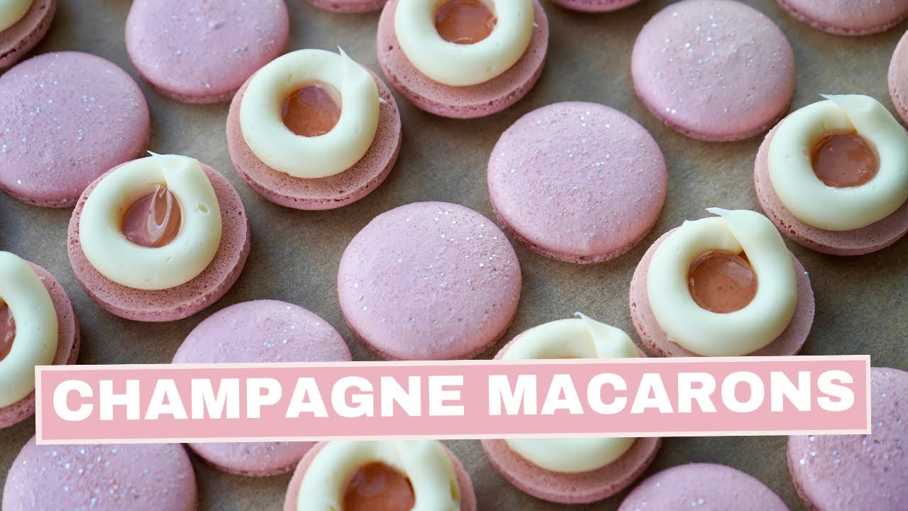 CHAMPAGNE MACARONS | Champagne Ganache with Champagne Gelee Filling ...