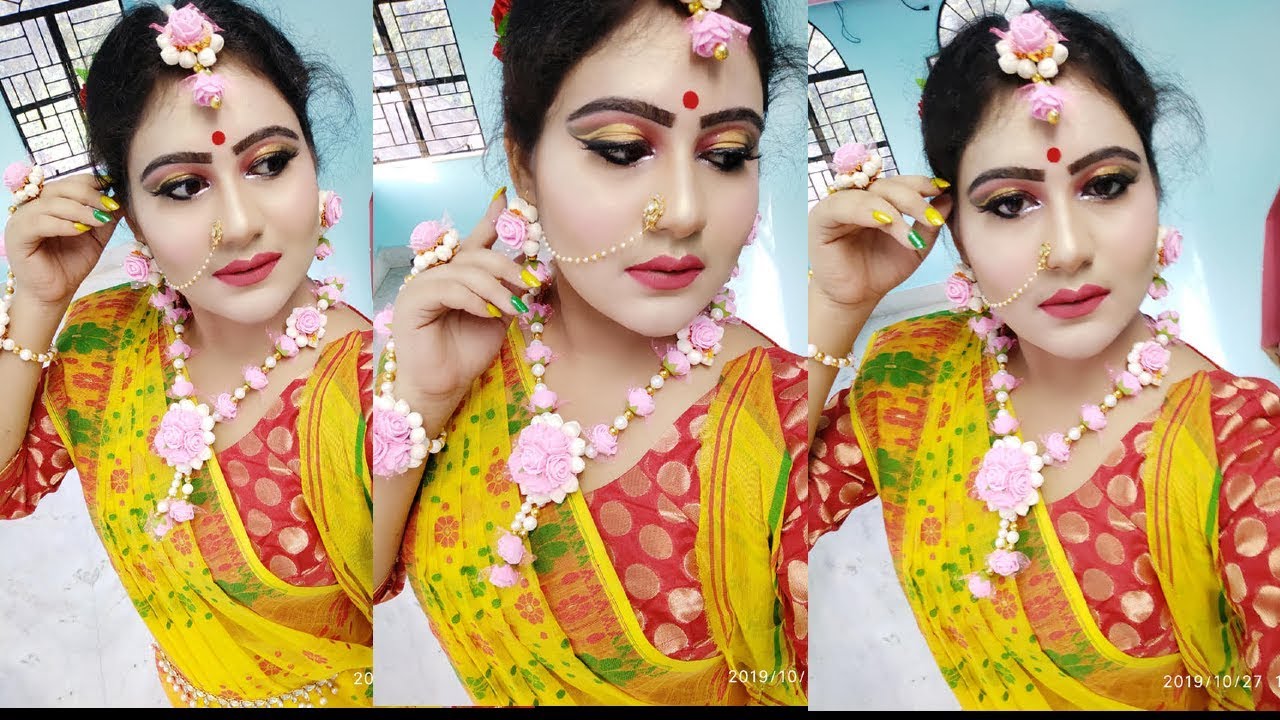 Bridal Haldi Makeup Look || How to Create a Haldi Makeup Look || Haldi ...