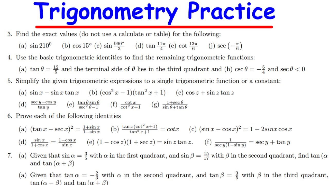 Trigonometry Practice Questions - YouTube