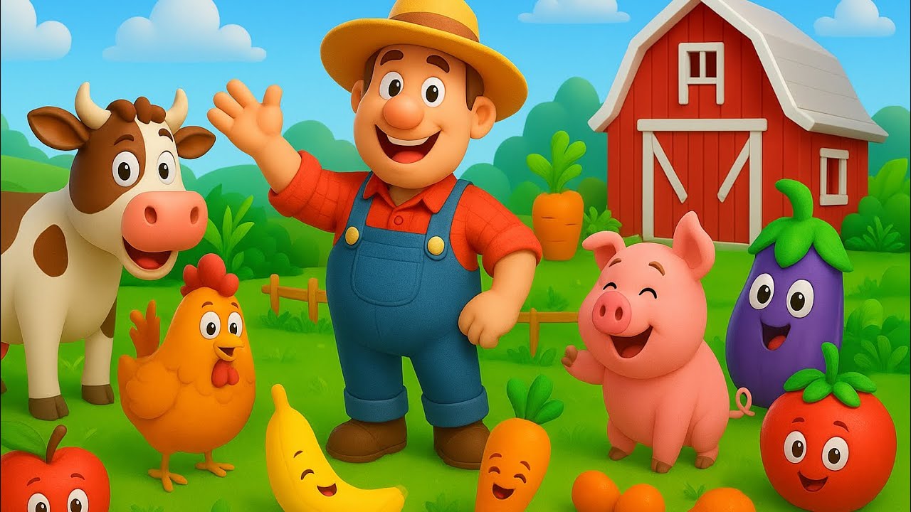Old MacDonald’s Funny Farm Song 🐄🐔🍎🍌 | Animals, Fruits & Veggies for ...