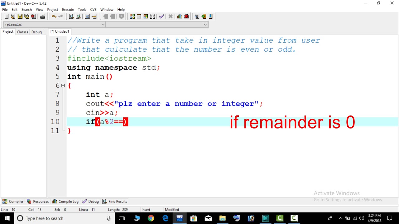 C Program Code To Find Number Is Even Or Odd Youtube