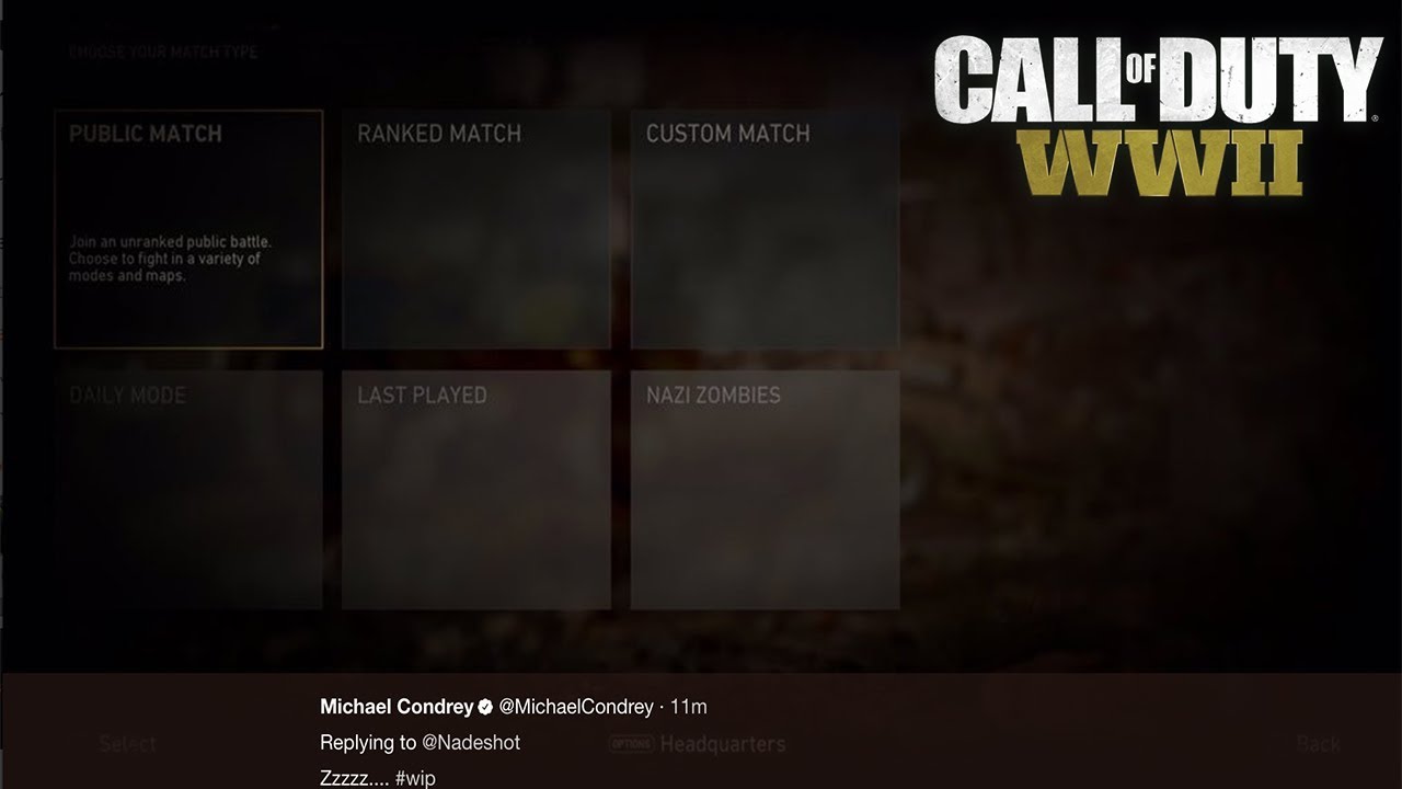 Damn, Michael Condrey LEAKED The COD: WW2 Main Menu!! COD WW2 Main Menu ...