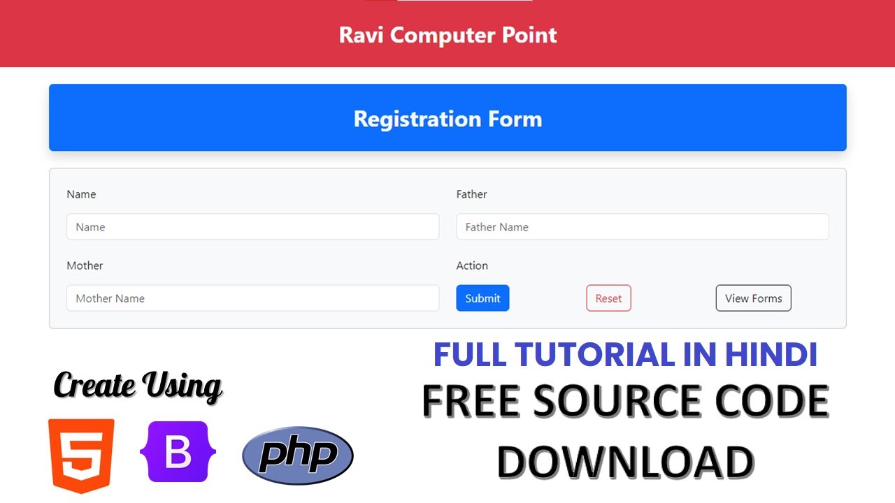 How To Create Simple Form Using Html Bootstrap And Php In Hindi Mint Tech 2023 Youtube 9662