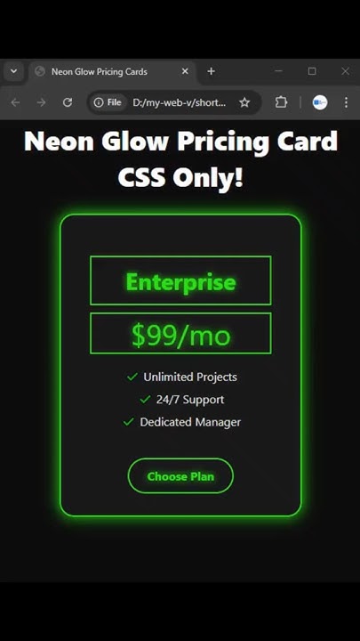 Create a Neon Glow Pricing Card with Just CSS! | CSS Card Hover Effects - YouTube