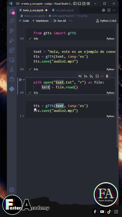 Convierte un texto a voz con Python en 1 minuto👀 #pythonespañol #programacion #texttospeech ...