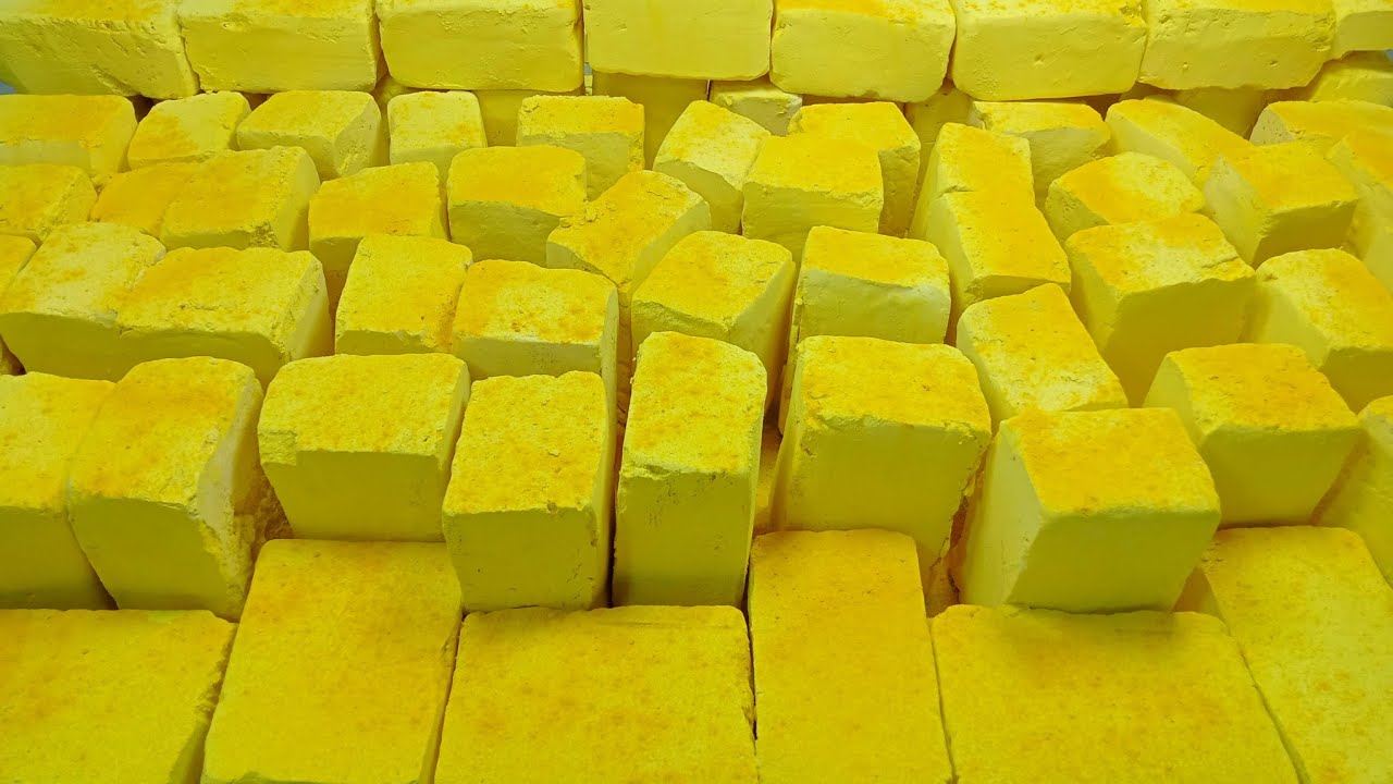 Yellow Blocks with dark yellow Holi soft Gym Chalk mass crush | crunchy ...