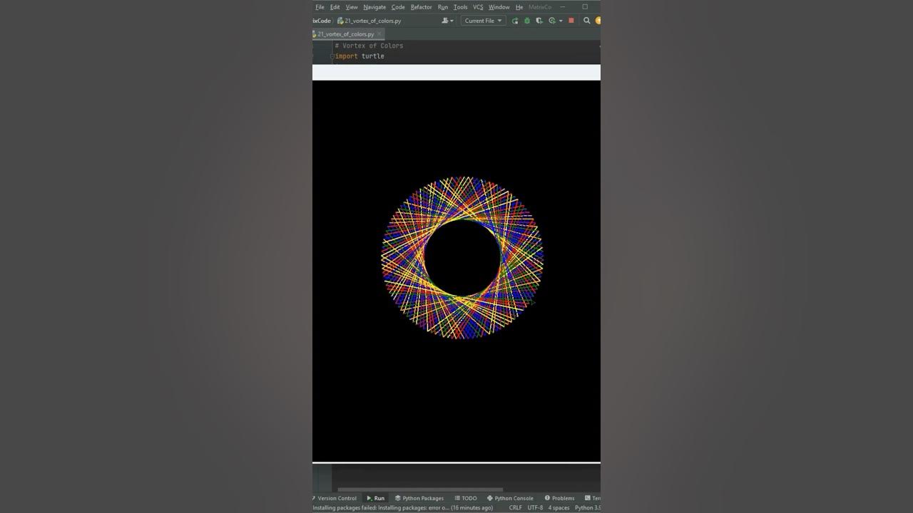 Python Turtle Fun #21 | Creating a Hypnotic Vortex of Colors with Python Turtle! 🌈🐢 #matrixcode ...