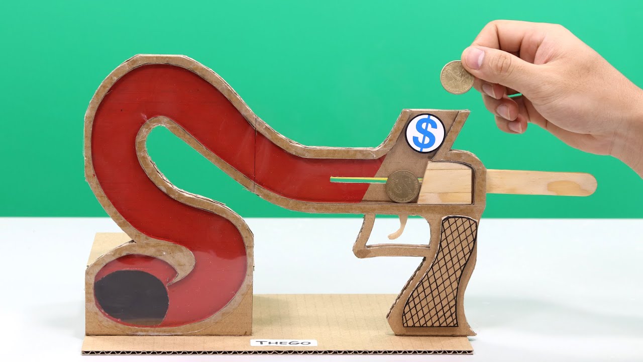 How to make Coin Gun - DIY Coin Gun Cardboard - YouTube