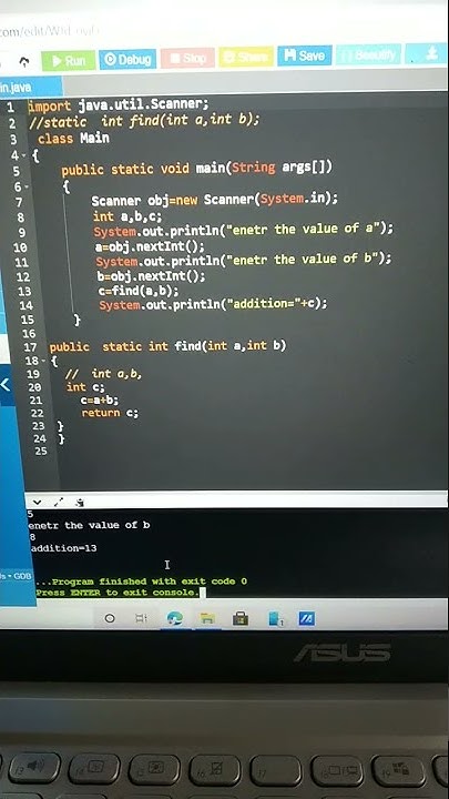 addition in java || using function || with parameters pass and return values || java || question ...