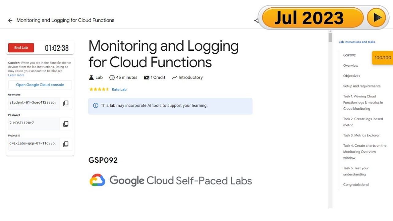 Monitoring And Logging For Cloud Functions Gsp092 Qwiklabs Youtube 3198