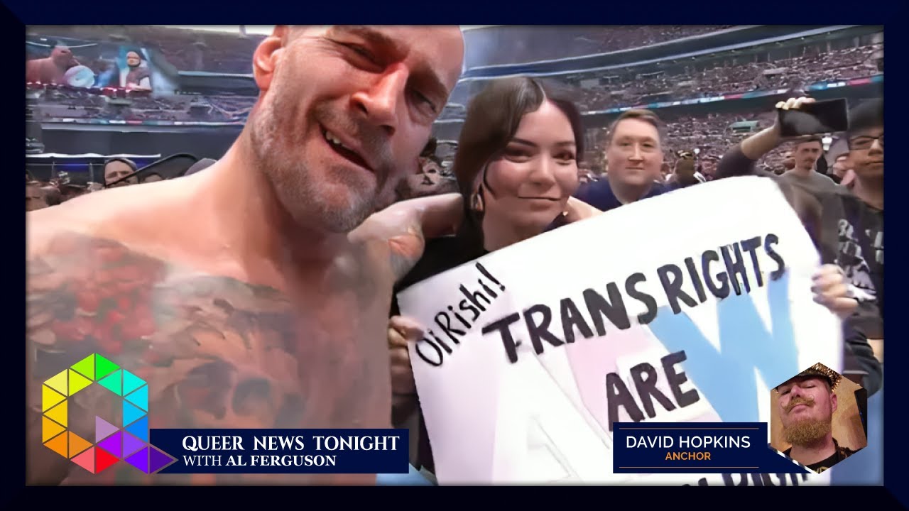 AEW Pro Wrestler CM Punk Poses With Pro Trans Sign That Calls Out ...
