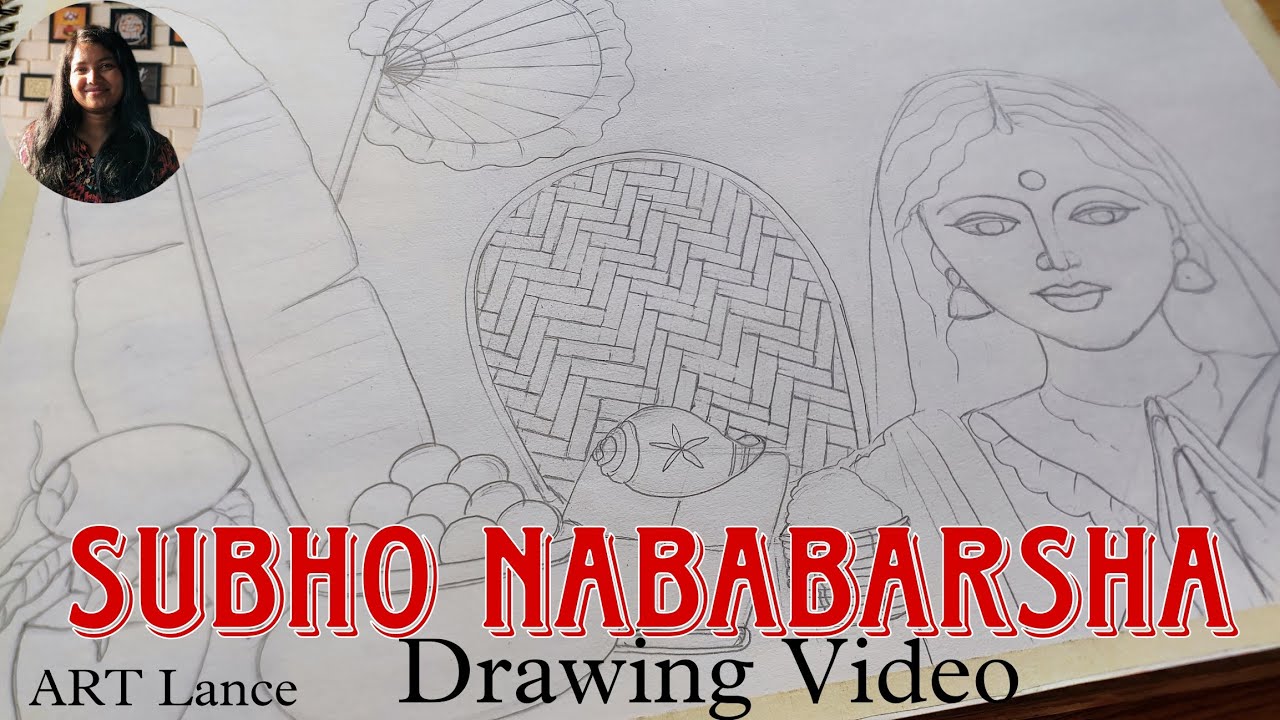 Suho Nababarsha Drawing step by step|শুভ নববর্ষ ড্রইং|Poila Boishakh ...