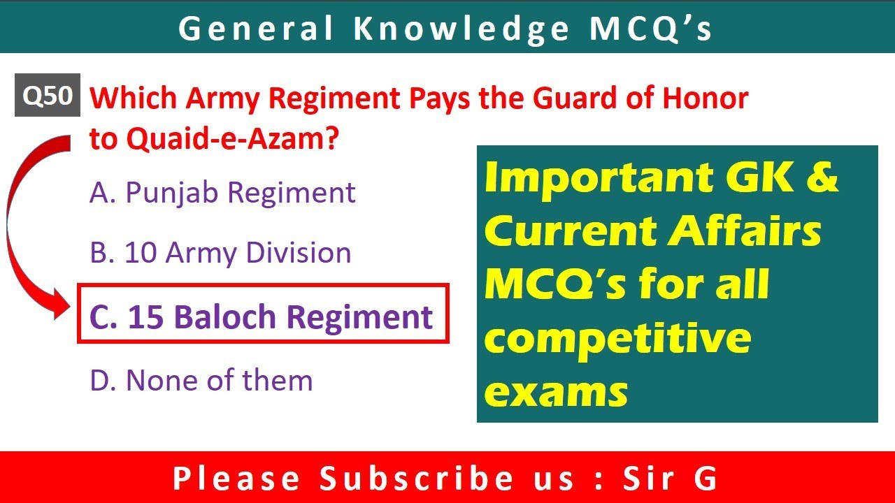 General Knowledge and Current Affairs MCQ For All Exams PPSC,FPSC,NTS ...