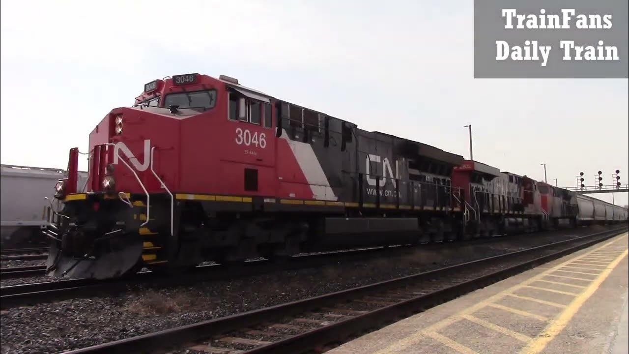 Manifest Train CN M382 With CN 3046 CN 2802 & CN 3120 Locomotives Sarnia Ontario - YouTube
